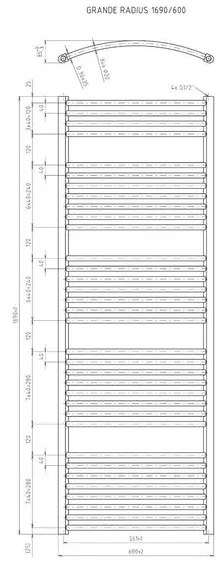 EBS GRANDE G60169OB Radiátor 60x169 oblý, černý samet S_G60169OB