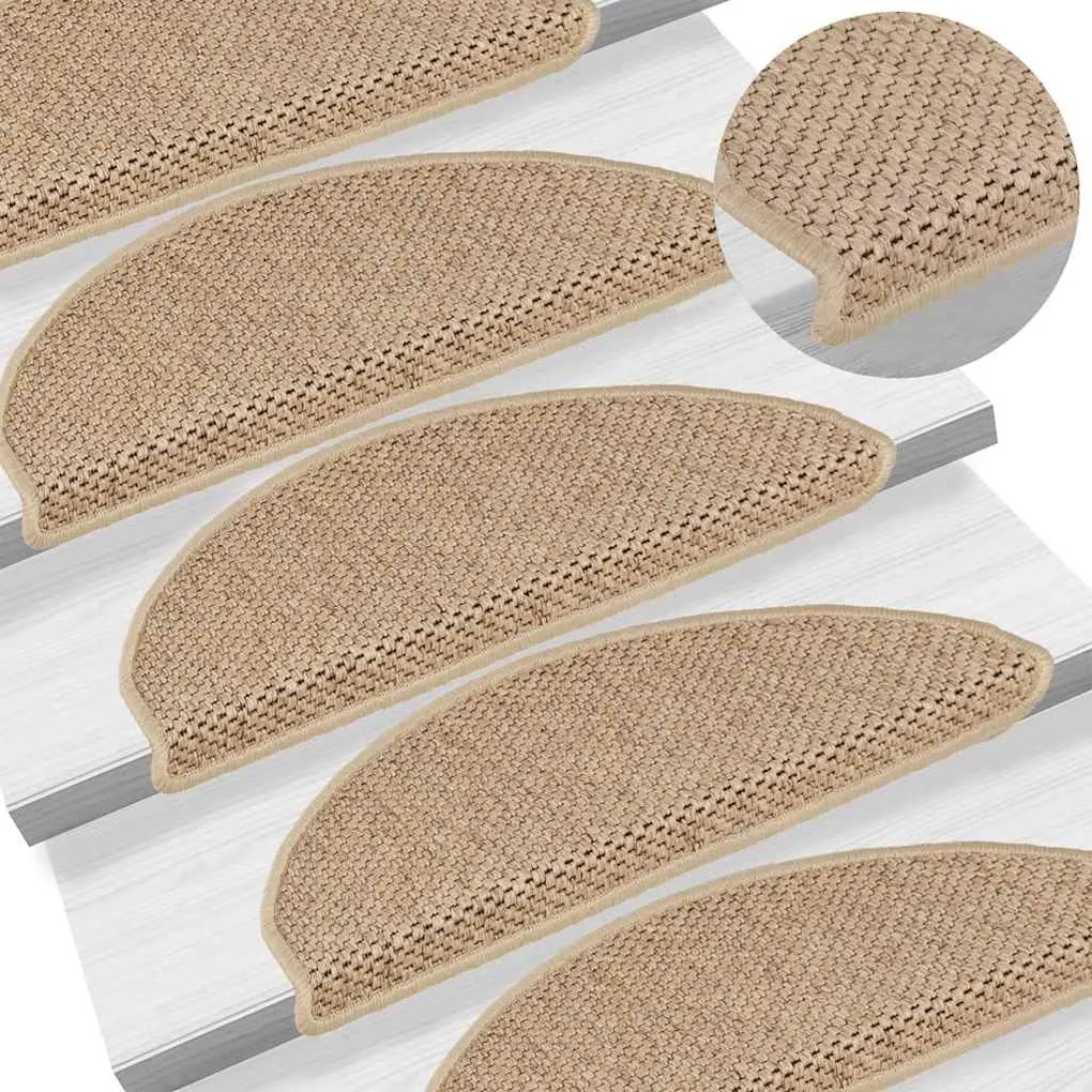 Samolepicí rohože na schody Sisal-Look 30 ks 65x21x4 cm Písek 3365879