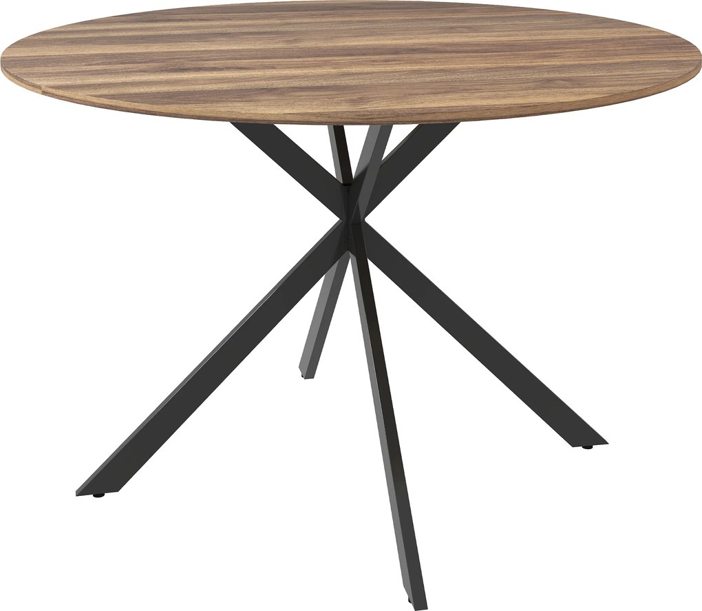 HOMCOM Kulatý Stůl pro 4 Osoby s Ocelovou Rámem Ø120x75 cm Tmavě Hnědý