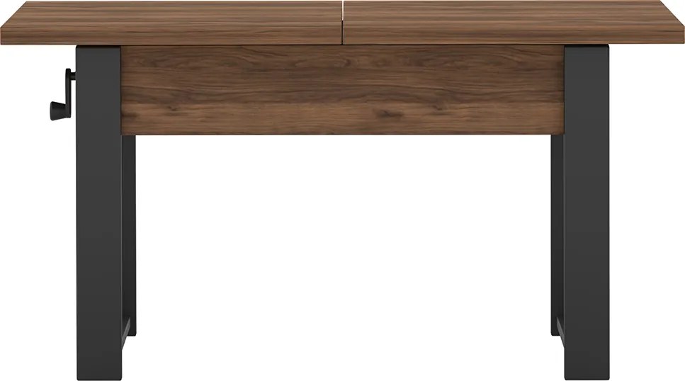 Rozkládací polohovací konferenční stolek HOGO 3v1 | 120-157x62,5-74,5x67 cm | síla horní desky 32 mm | ořech/černé nohy