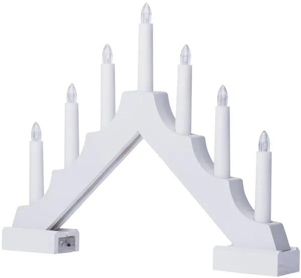 Vánoční svícen bílý pyramida, 7 LED teplá bílá, časovač