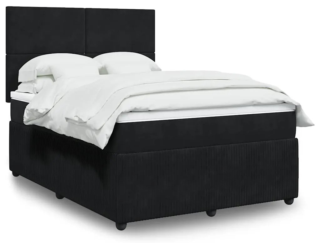 Box spring postel s matrací černá 160x200 cm samet 3292378