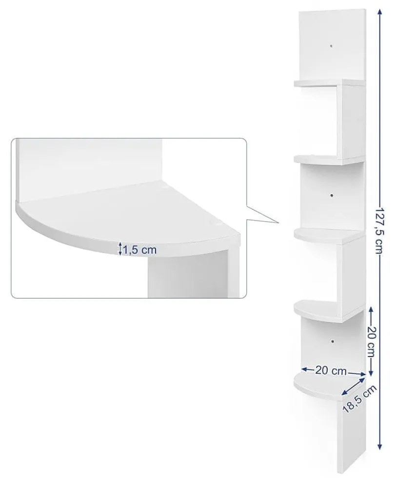 Artenat Nástěnná police Juny, 127 cm, bílá