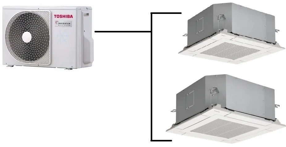 Kazetová Klimatizace Toshiba 1+2 (2,7kW + 2,7kW) Multi-split R32