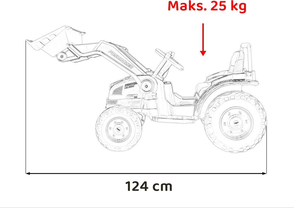 Ramiz Dětský bagr-traktor na baterie zelený + pohyblivé rameno s lžící + dálkové ovládání + pomalý start + FM rádio + LED