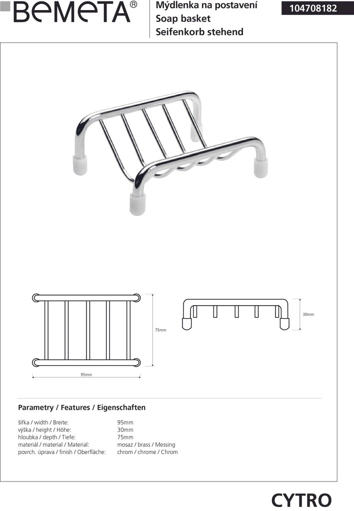 Bemeta Design CYTRO: Mýdlenka, na postavení -
