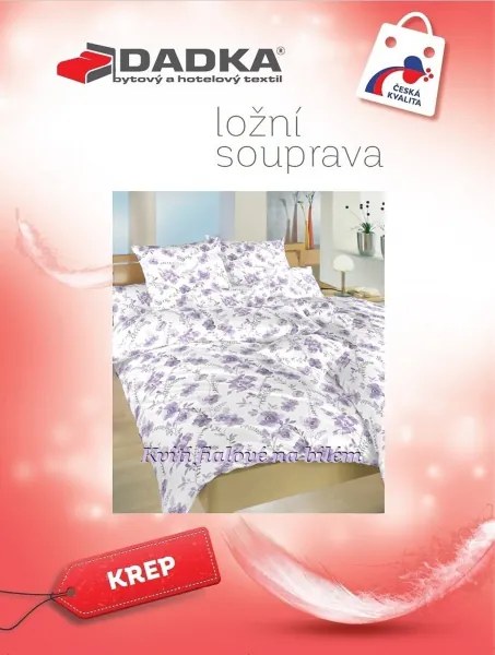 DADKA Povlečení krep Kvítí fialové na bílém 240x200, 2x70x90 cm