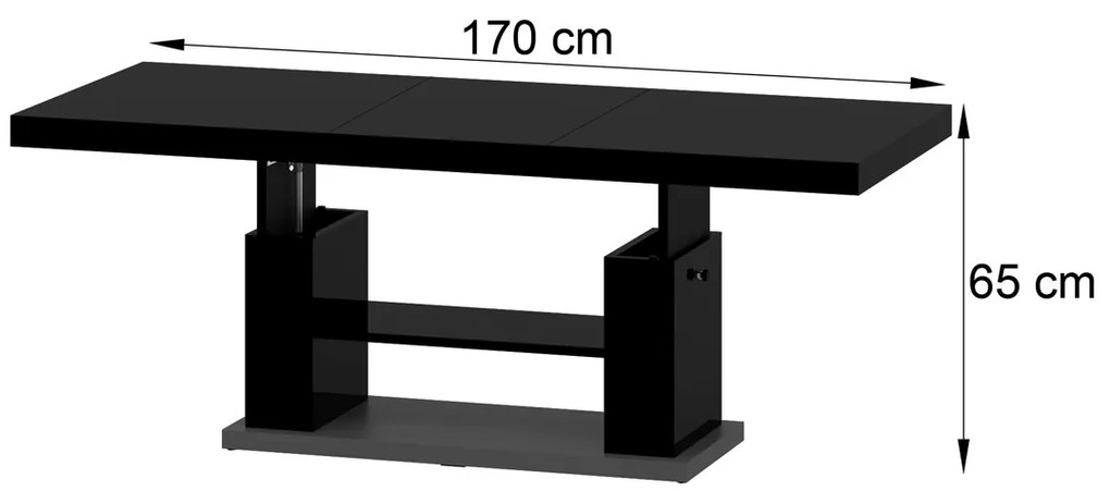 Konferenční stolek MATERA 2 (černá lesk/šedá lesk)