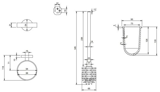 Villeroy & Boch TVA15101600061 - Nástěnná WC štětka ELEMENTS sklo/lesklý chrom