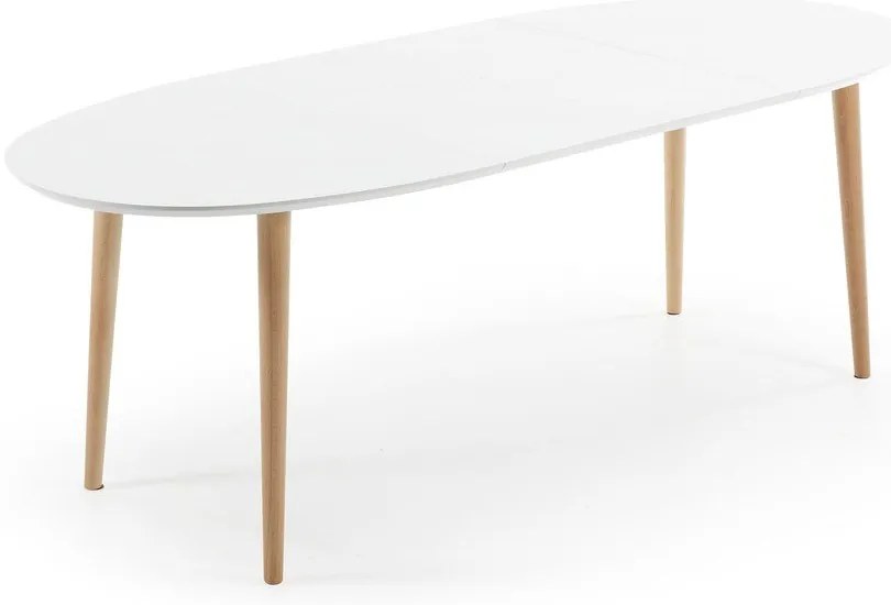 Bílý rozkládací jídelní stůl s bílou deskou 90x140 cm Oqui – Kave Home