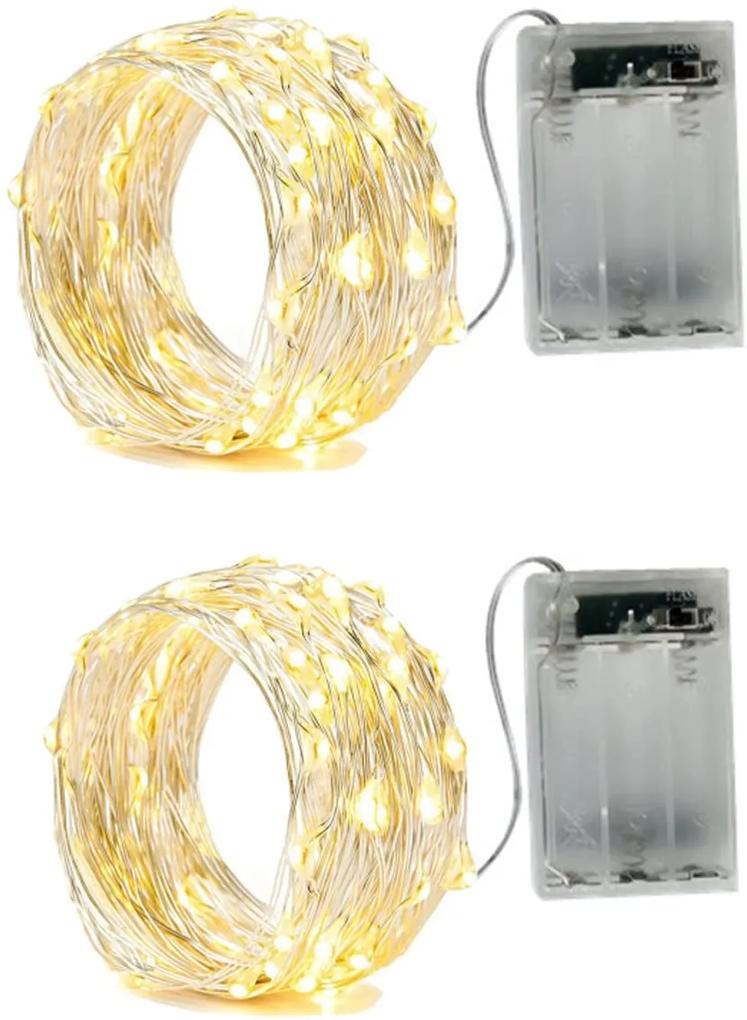 Vánoční mikro řetěz na baterie, teplá bílá, 5m, 50 LED