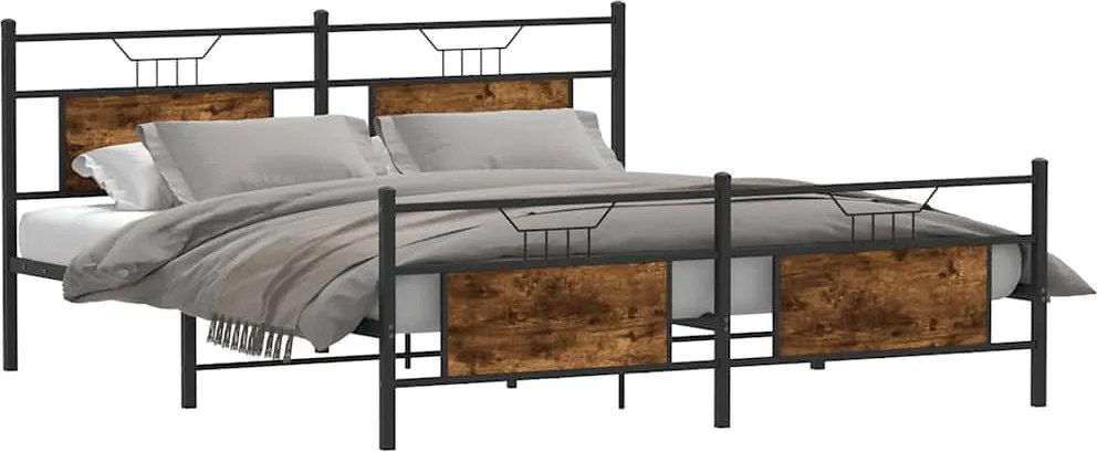 Kovový rám postele bez matrace kouřový dub 160 x 200 cm 3325092
