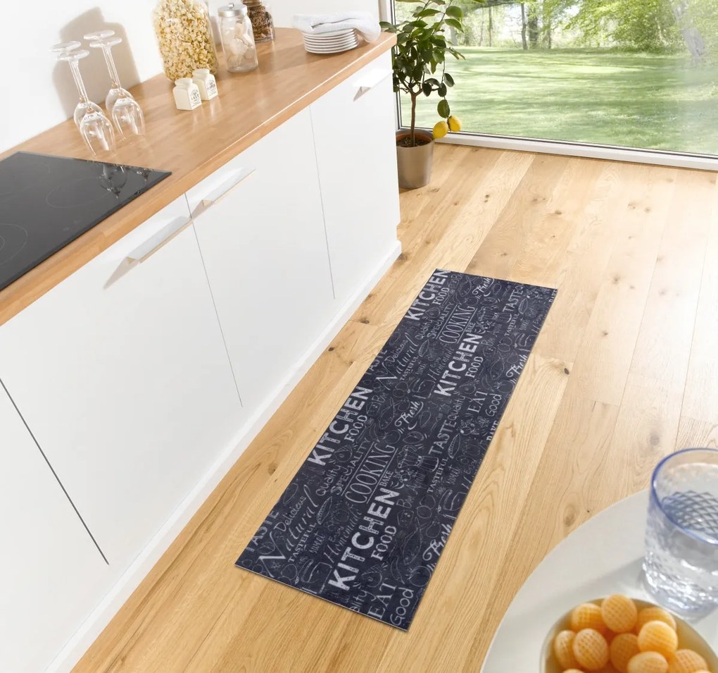 Hanse Home, Koberec běhoun Cook & Clean 105731 Black White, 50x150, černá, černobílá, kuchyně