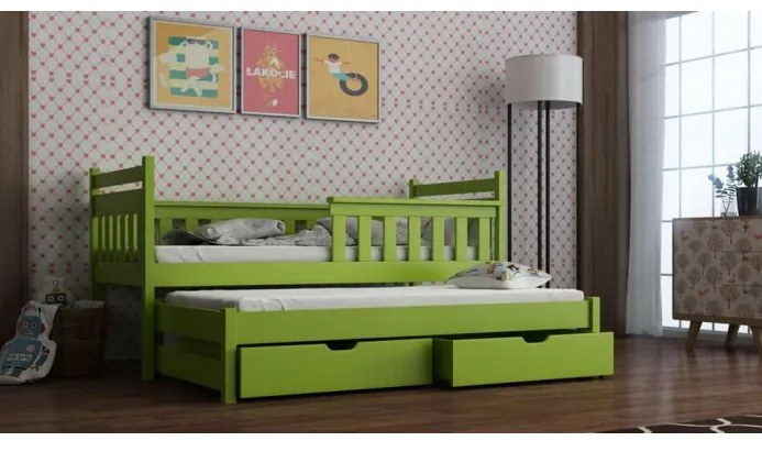 Dětská postel s přistýlkou 90x190 MATYLDA - zelená