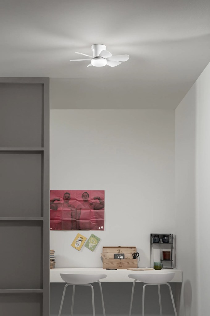 FAN LED-WIND-BCO Stropní ventilátorové LED svítidlo Wind (bílé) 10 W, 1100 lm, CCT, stmívatelné, IR ovladač, 16 x 53 cm - FANEUROPE