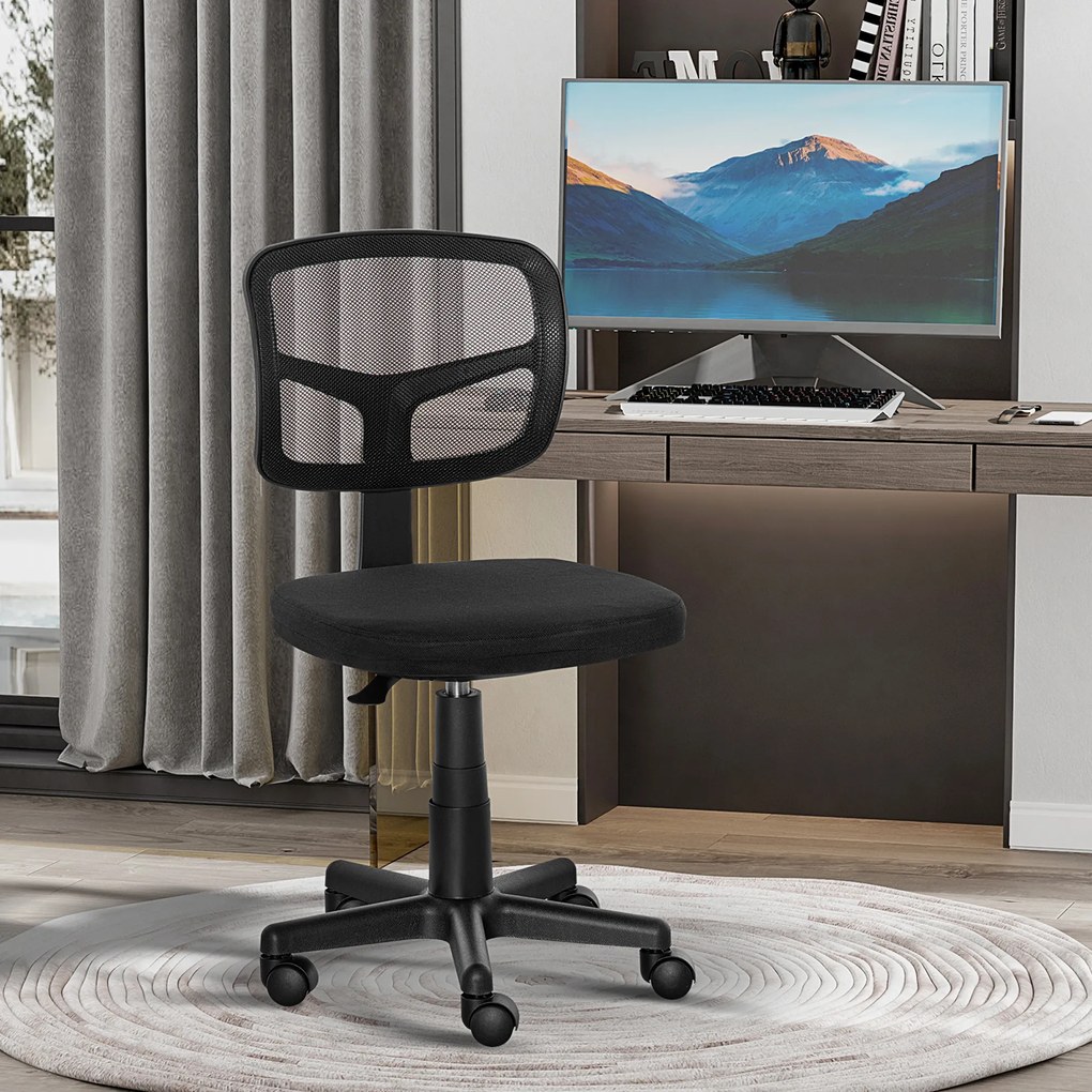 Vinsetto Ergonomická síťová kancelářská židle 360° otočná s nastavovací výškou, prodyšným bederním opěradlem a bezpodmínečnými kolečky 43x48x77,5-89,…
