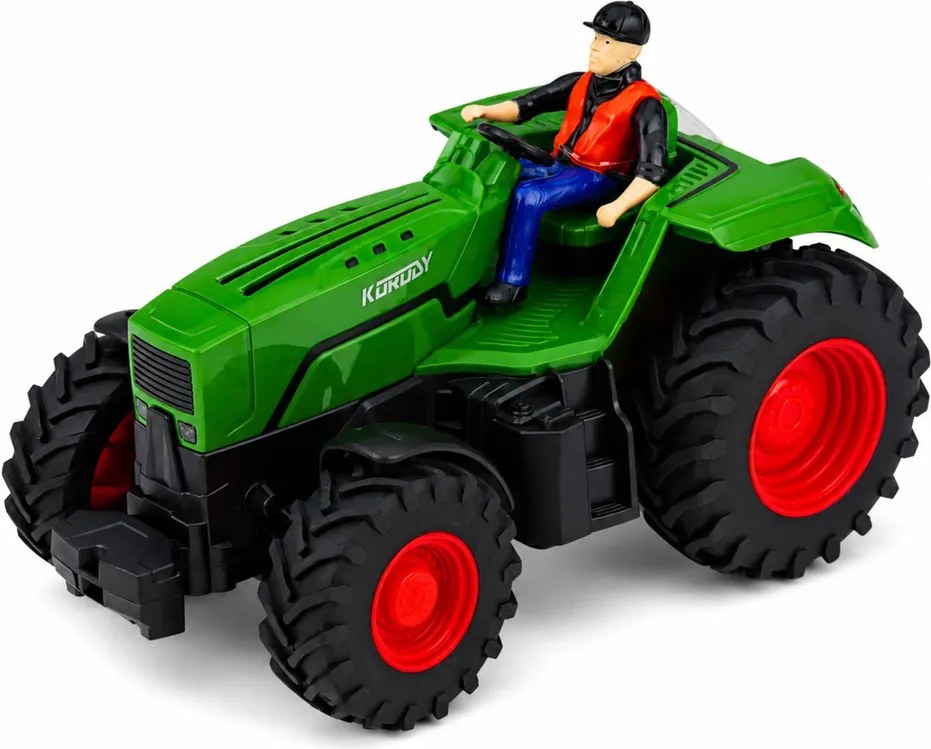 LEAN Toys Zemědělský traktor s obracečem a farmářem, dálkově ovládaný RC, se světly, měřítko 1:24