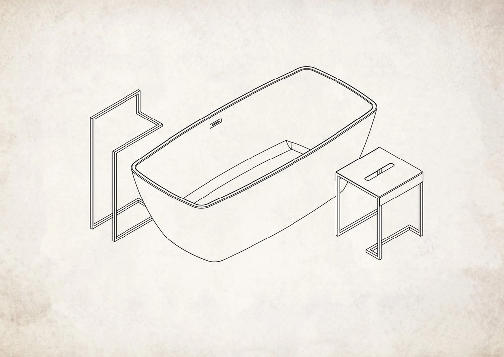 Deante Mokko příslušenství, taburetka-stolek koupelnový, černá matná, ADM_N51T