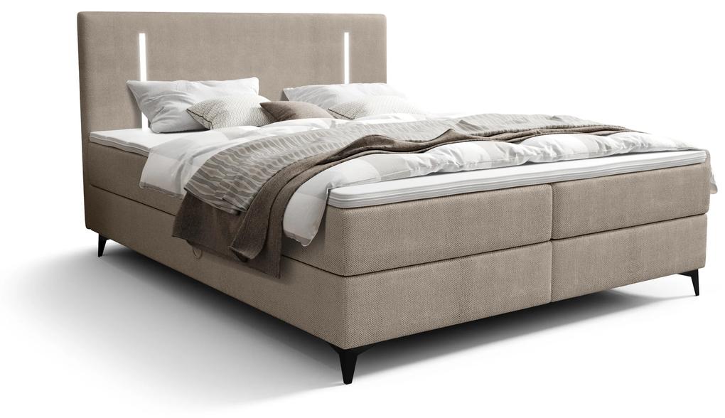 Manželská postel 200 cm Ortega Comfort (hnědošedá) (s roštem a matrací, s úl. prostorem) (s LED osvětlením). 1082747
