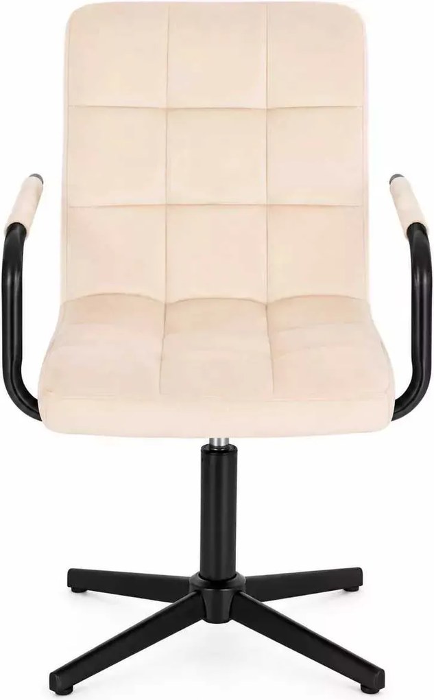 LuxuryForm DESIGN Otočná židle VERONA BLACK VELUR na černém kříži - krémová