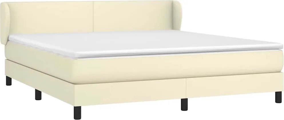 Box spring postel s matrací krémová 160x200 cm umělá kůže 3127201