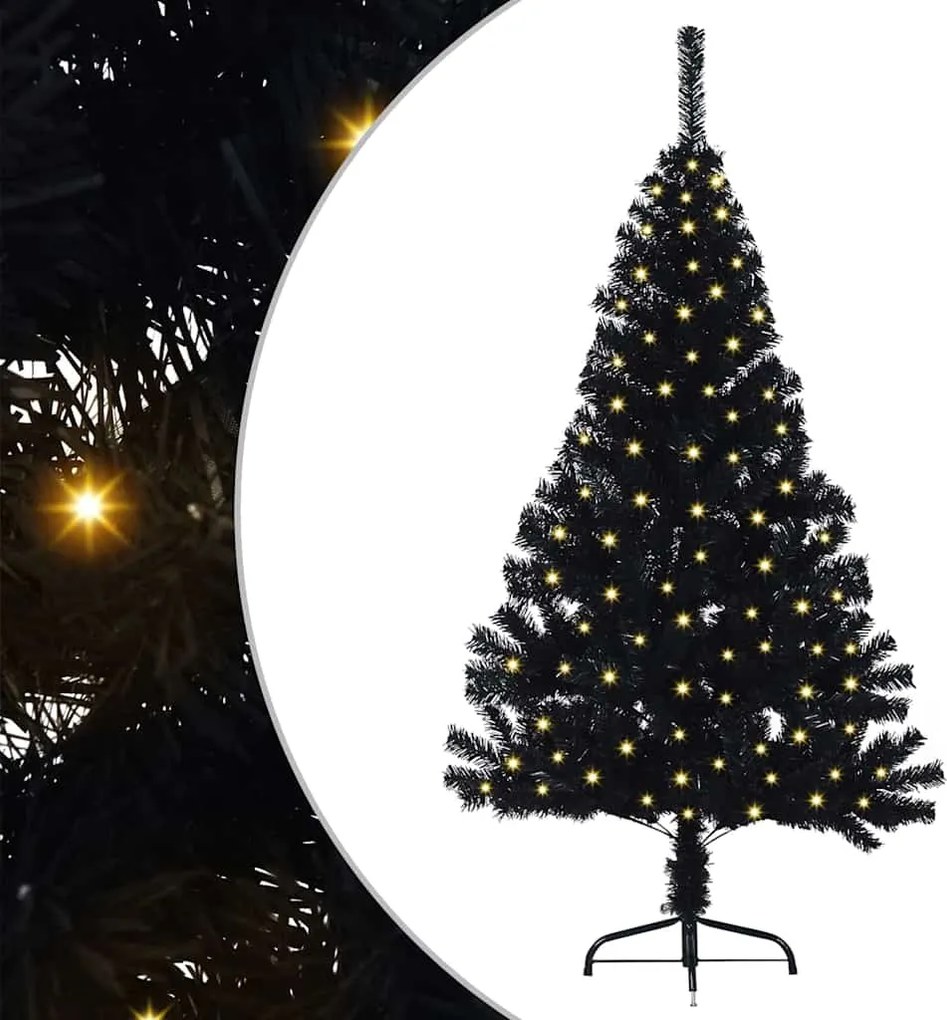 Umělý osvětlený vánoční stromeček Černá 150 cm PVC 3397124