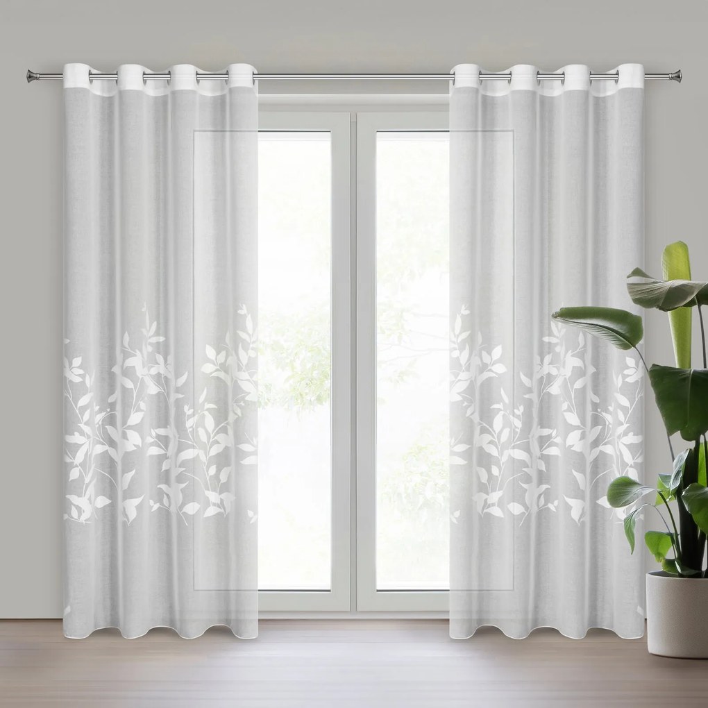 ZÁCLONA NA KROUŽCÍCH ESTELLA 140X250 CM LISTY