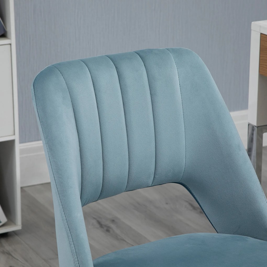 Výškově nastavitelná otočná židle Vinsetto do obývacího pokoje a kanceláře, sametová v modré barvě, ergonomická kancelářská židle pro pohodlí