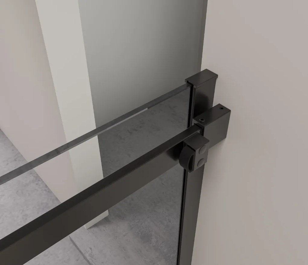 Erga Lynn, sprchový kout s posuvnými dveřmi 90(dveře) x 100(stěna) x 195 cm, 8mm šedé sklo, černý profil, ERG-V02-LYNN-D090G100-GR-BK