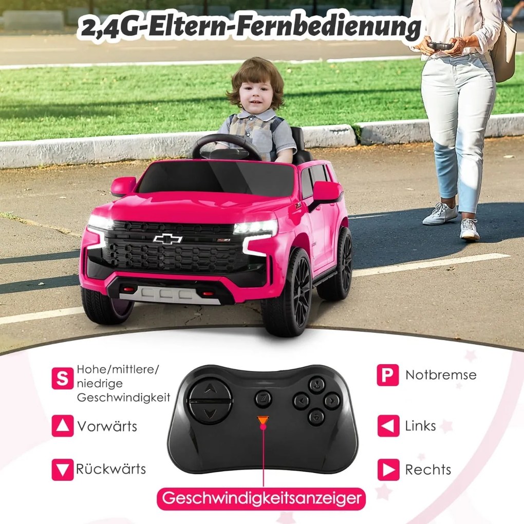 Costway Dětské elektrické auto Chevrolet s 2,4 G dálkovým ovládáním a – růžový