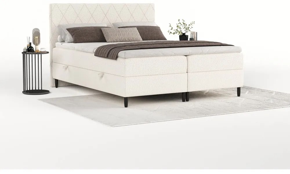 Krémová boxspring postel s úložným prostorem 160x200 cm Gwen – Maison de Rêve