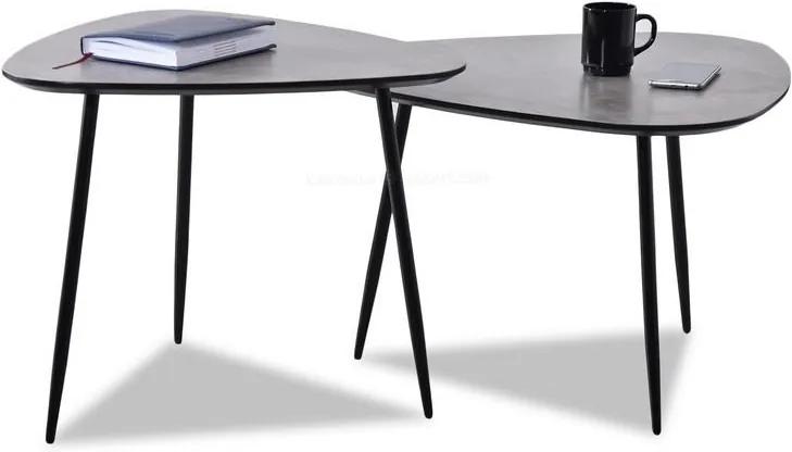 design4life Komplet stolků  COLOF S + XL beton-černá
