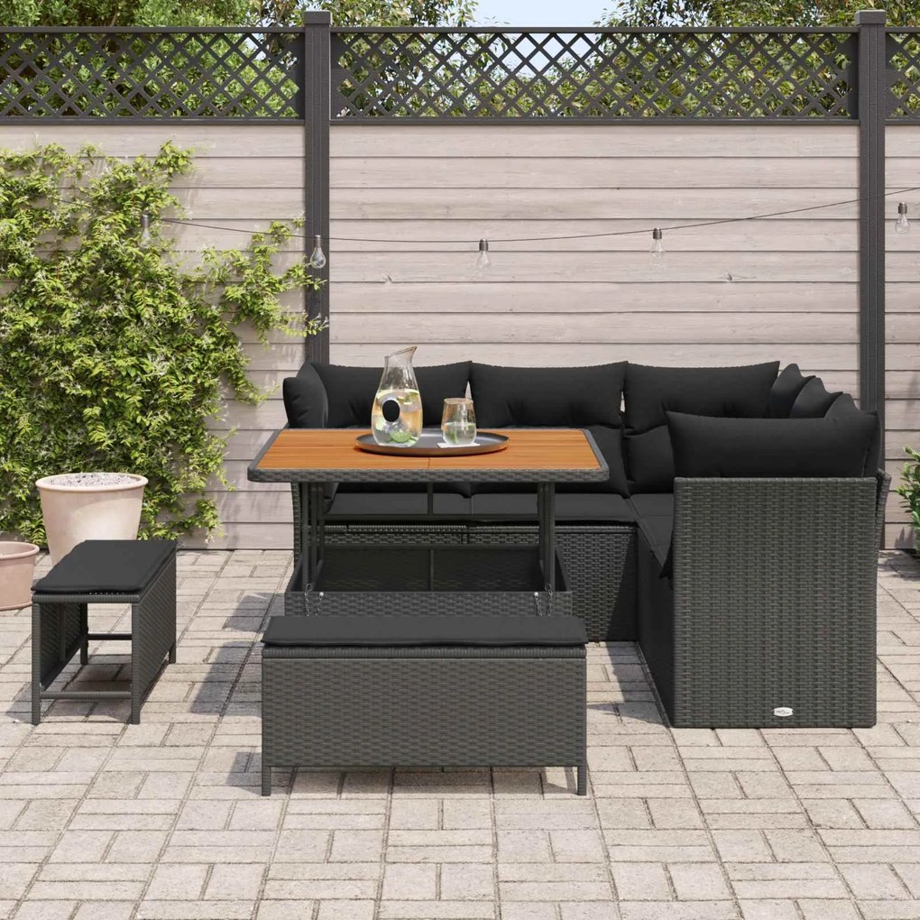 Sada zahradních pohovek 8 ks Černá polyratan 3361474
