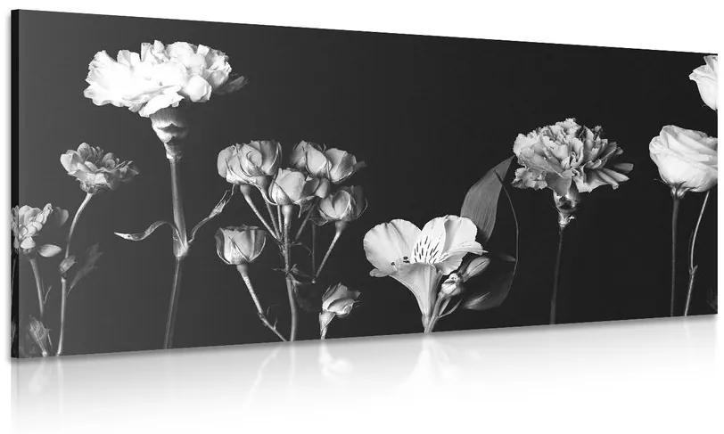 Obraz elegantní černobílé květiny Varianta: 100x50