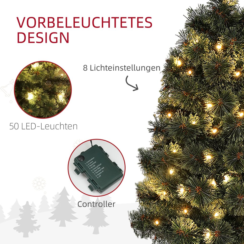 HOMCOM Umělý vánoční stromek s LED světýlky 90 cm s dálkovým ovládáním