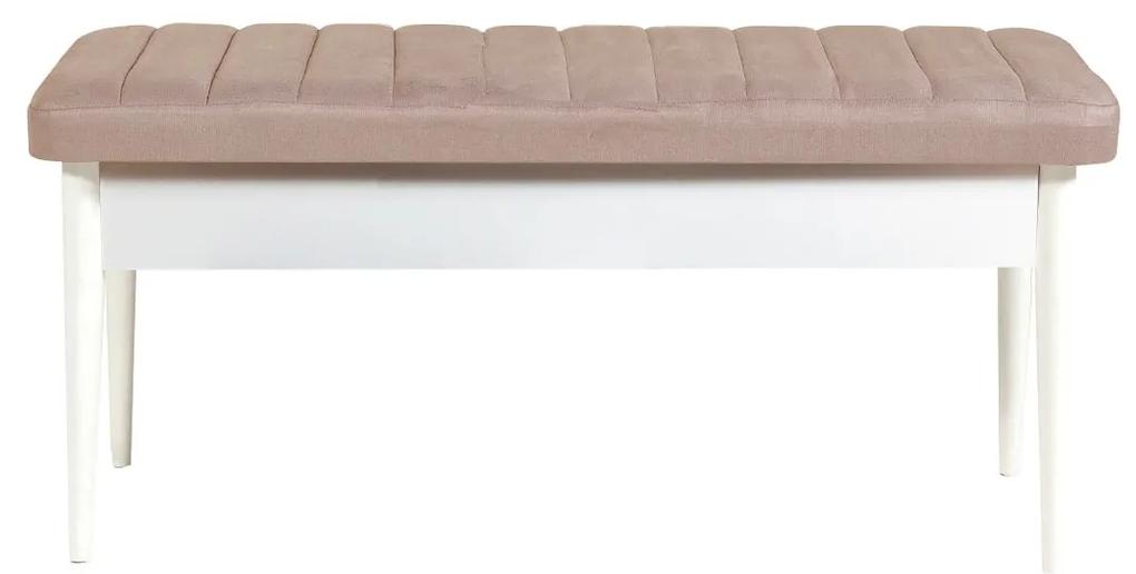 Bílo-kamenná šedá lavice s úložným prostorem Vina