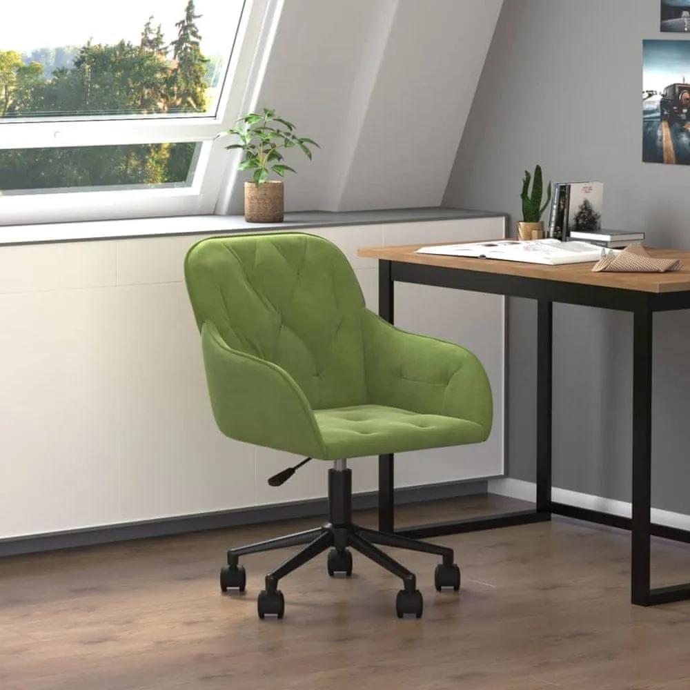 Petromila Otočná kancelářská židle světle zelená samet
