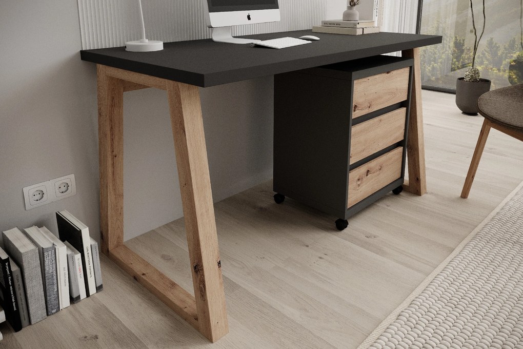 ADRK Furniture Stůl s kontejnerem Iwo I DE-Iwo-I-G+ART