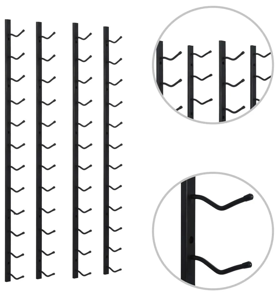 vidaXL Marketos Nástěnný stojan na víno na 12 lahví 2 ks černý železný