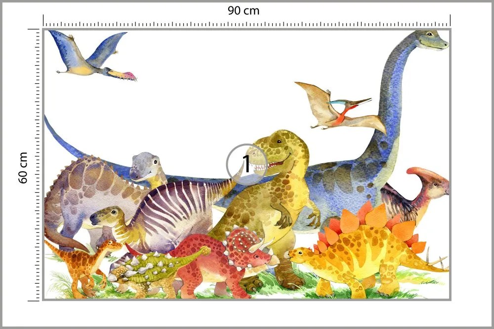 Fototapeta Dinosauři Malovaní Akvarelem Samolepící tapety 135x90