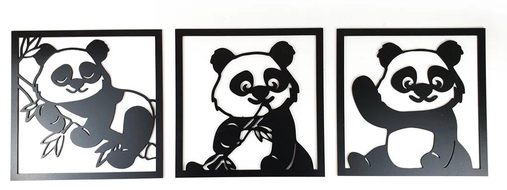Živá Zeď Dřevěná nástěnná černá dekorace Pandy v okně