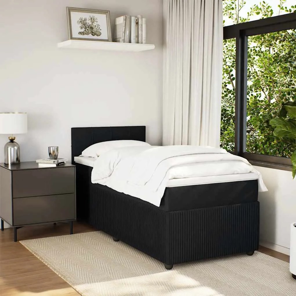 Box spring postel s matrací černá 80 x 200 cm samet 3287592