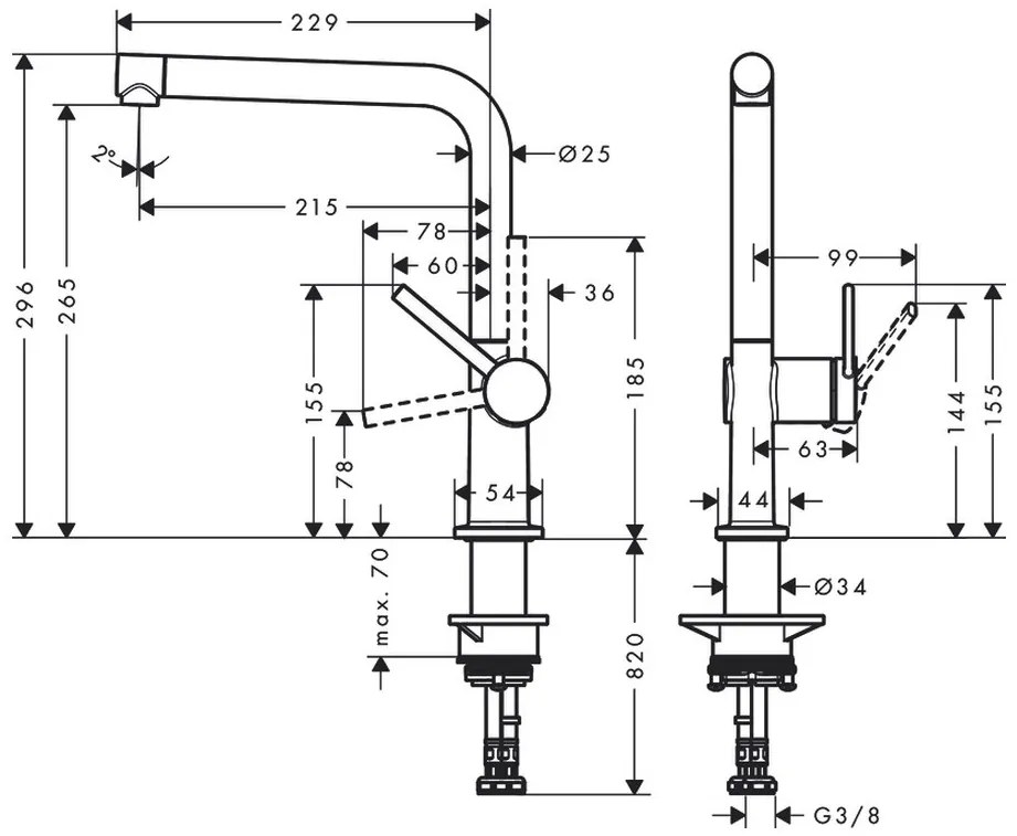 Hansgrohe M54, dřezová baterie Talis, vzhled nerezavějící oceli 72840800