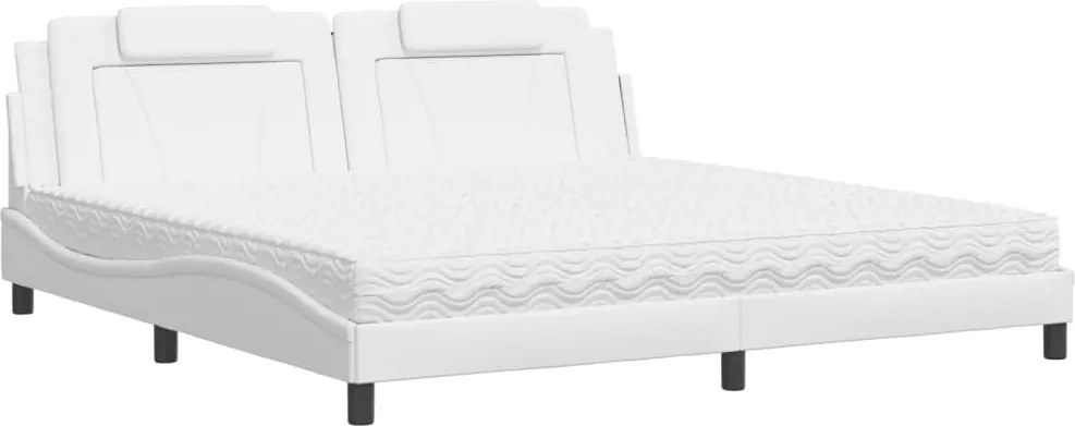 Postel Viana s matrací bílá 200 x 200 cm umělá kůže 3208818