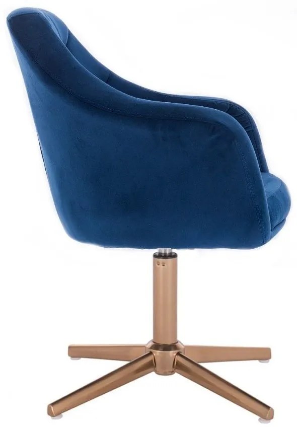 LuxuryForm DESIGN Otočné křeslo ANDORA VELUR na zlatém kříži - modré