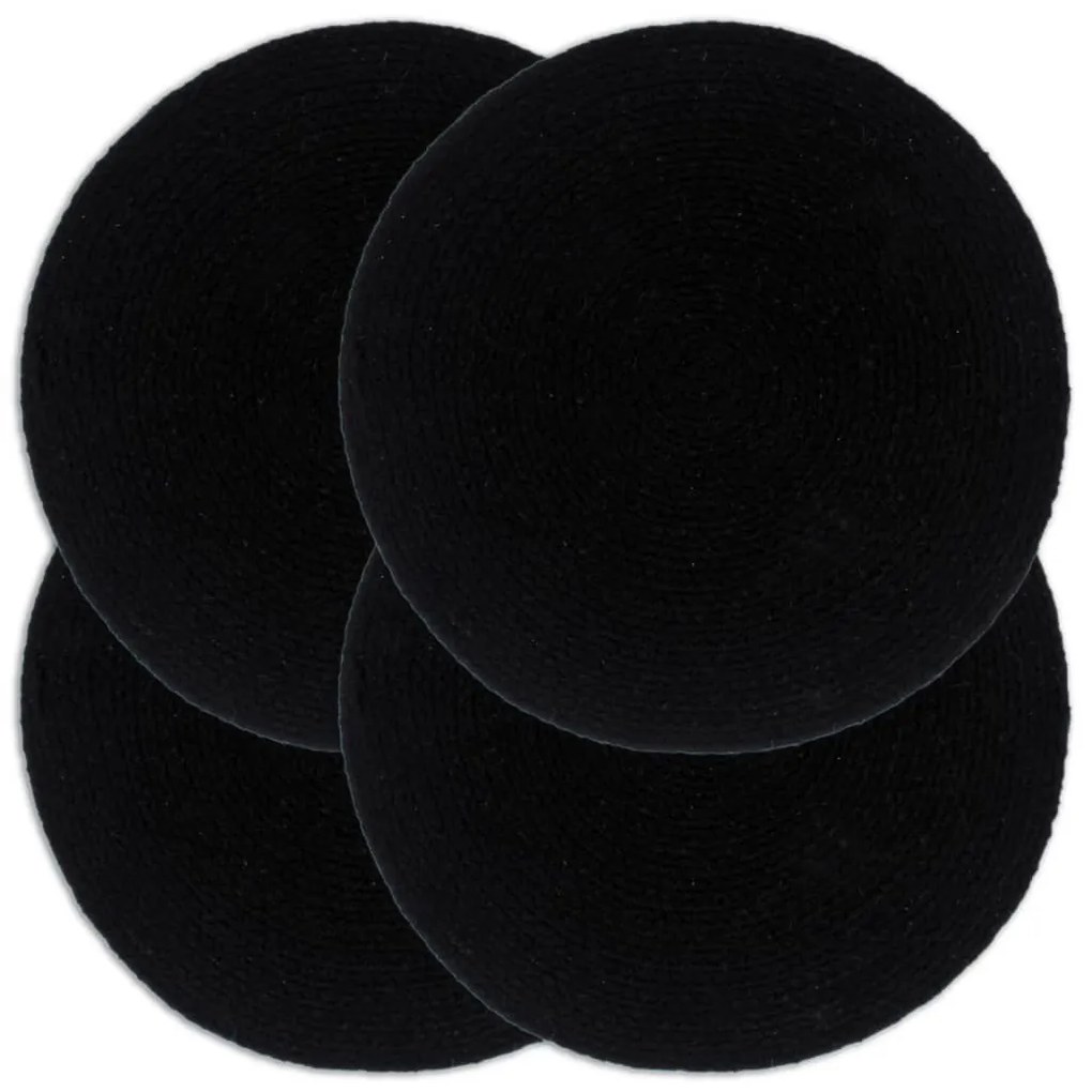 Prostírání 4 ks černé 38 cm kulaté bavlna 133844