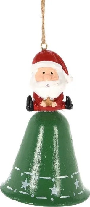 Vánoční zvoneček s figurkou Santa Clause 10 cm