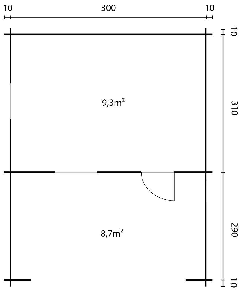 Domek Vanesa​ 320x620cm, 3m terasa, 28mm