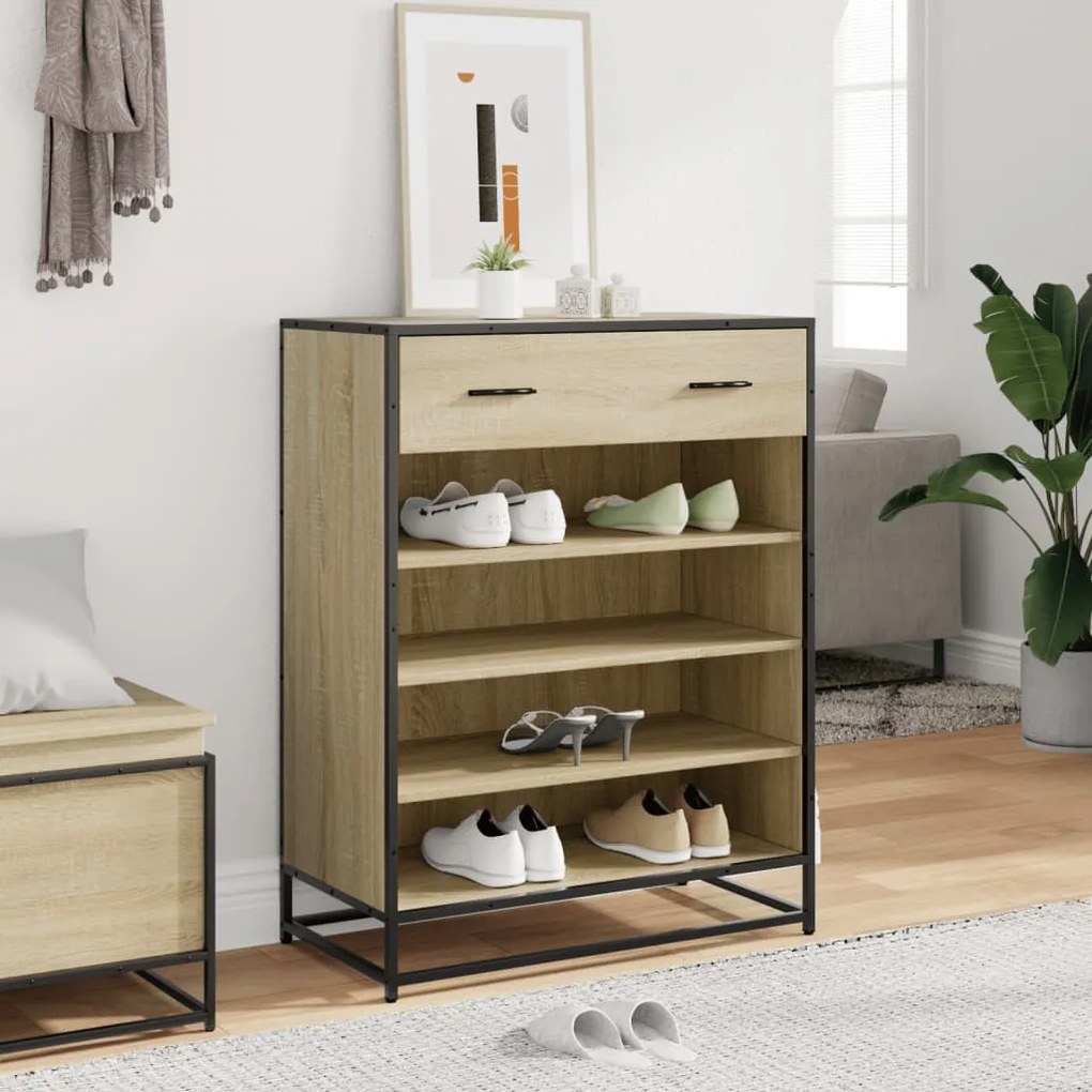 Botník dub sonoma 75 x 38 x 97,5 cm kompozitní dřevo a kov 3300876