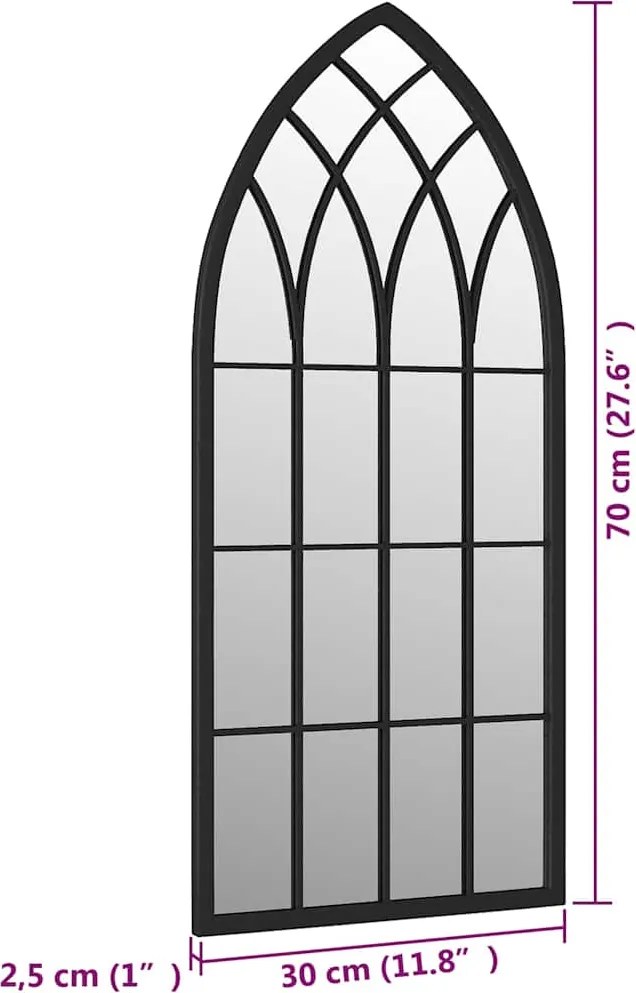 Zrcadlo černé 70 x 30 cm železo do interiéru 3093514